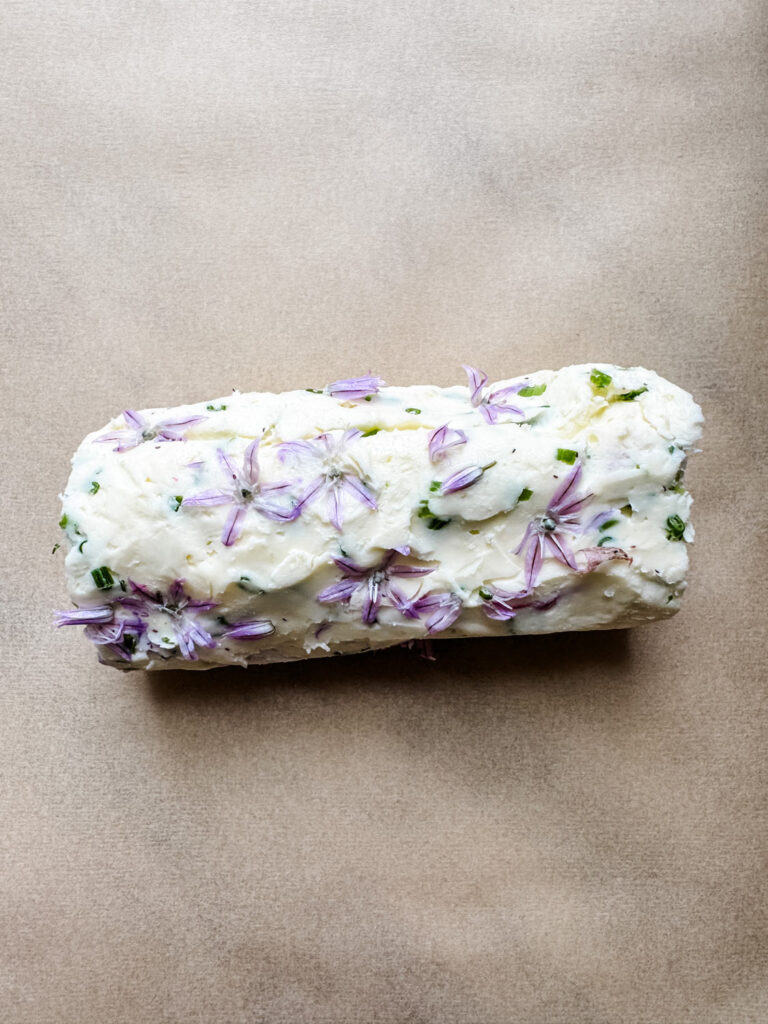 Make Easy Homemade Chive Blossom Butter | Most Lovely Things