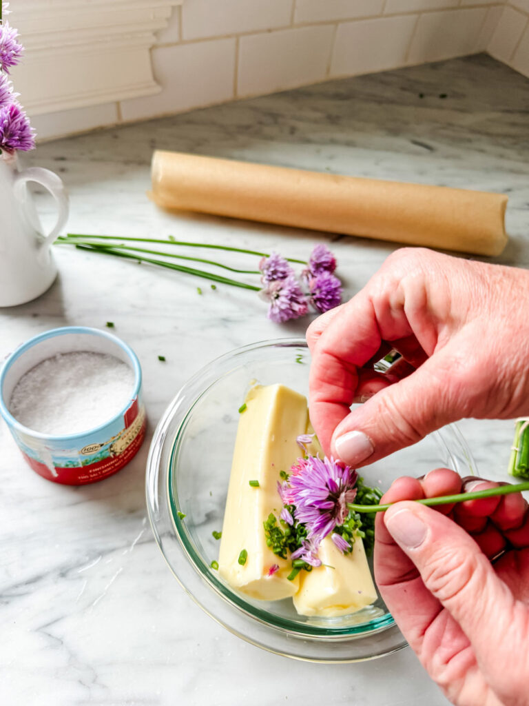 Make Easy Homemade Chive Blossom Butter | Most Lovely Things